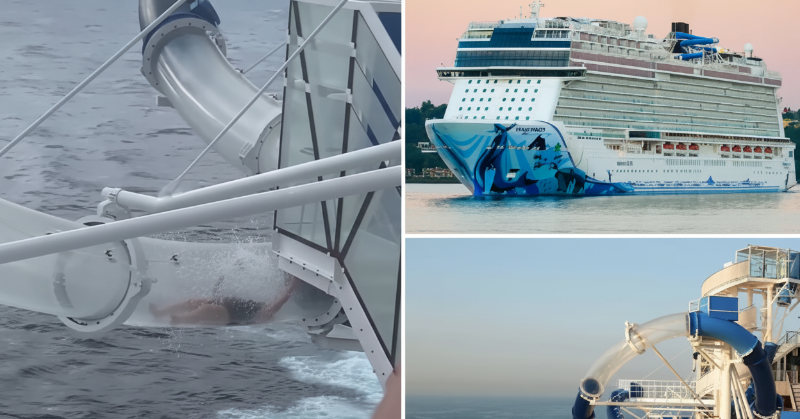 Viral video: Internet shocked as woman stuck in ocean waterslide on ...