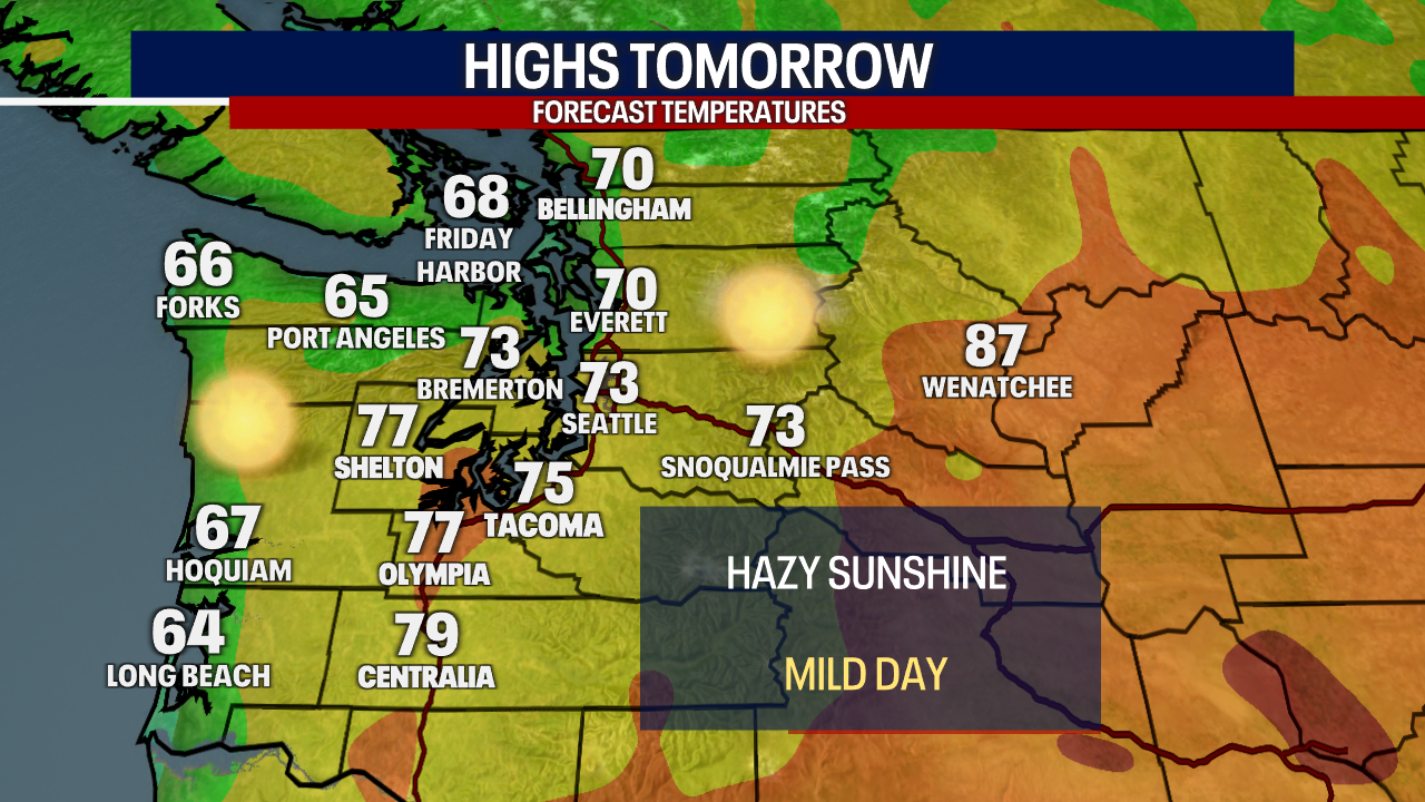 Seattle weather: Hazy morning, afternoon sun with highs in the 70s
