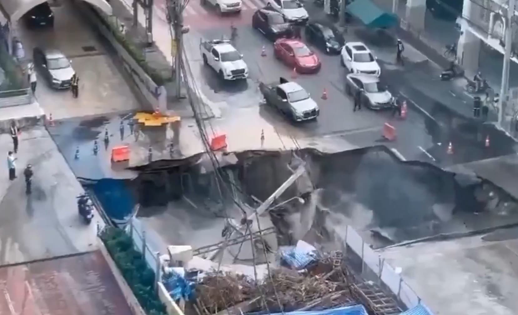 Watch: Massive Sinkhole Collapses Entire Road Outside Hospital