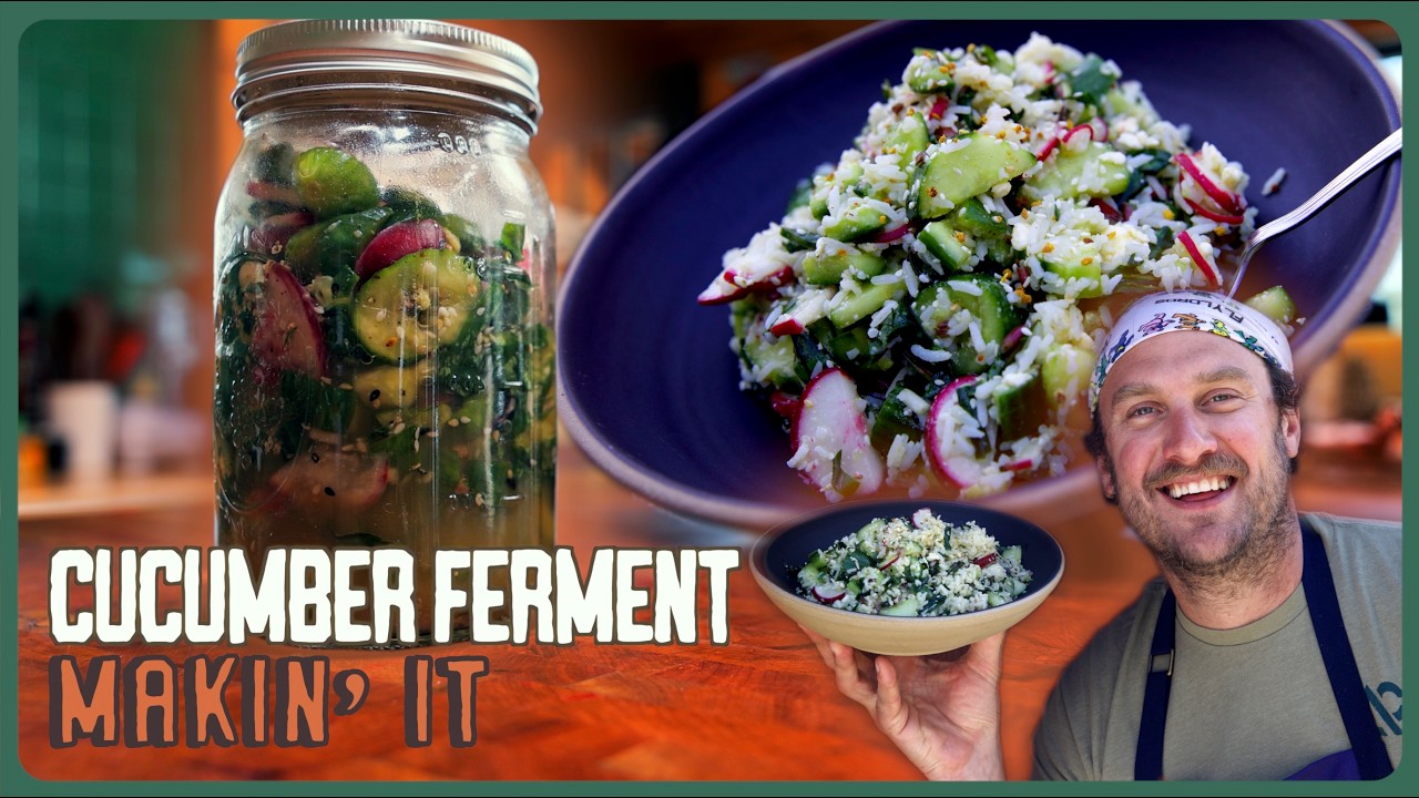 Make fermented cucumber garlic ramp salad