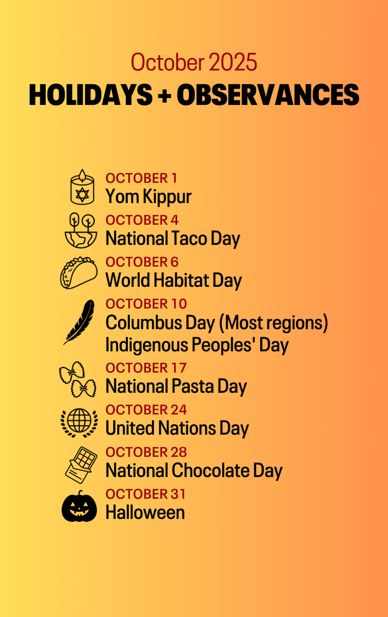 Your Guide to All October 2025 Holidays and Observances