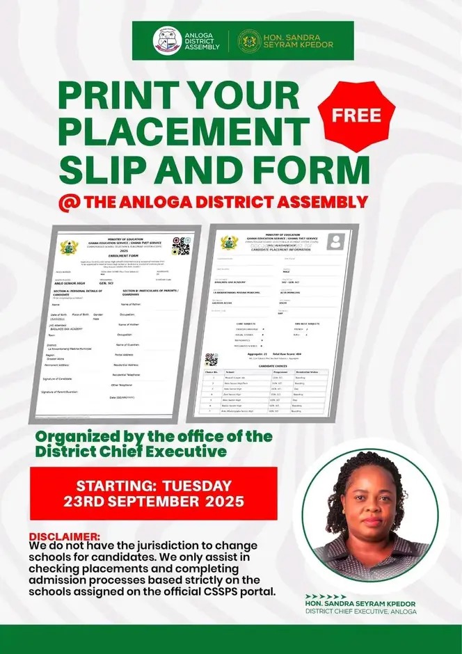Anloga DCE provides free SHS placement check point for BECE Graduates