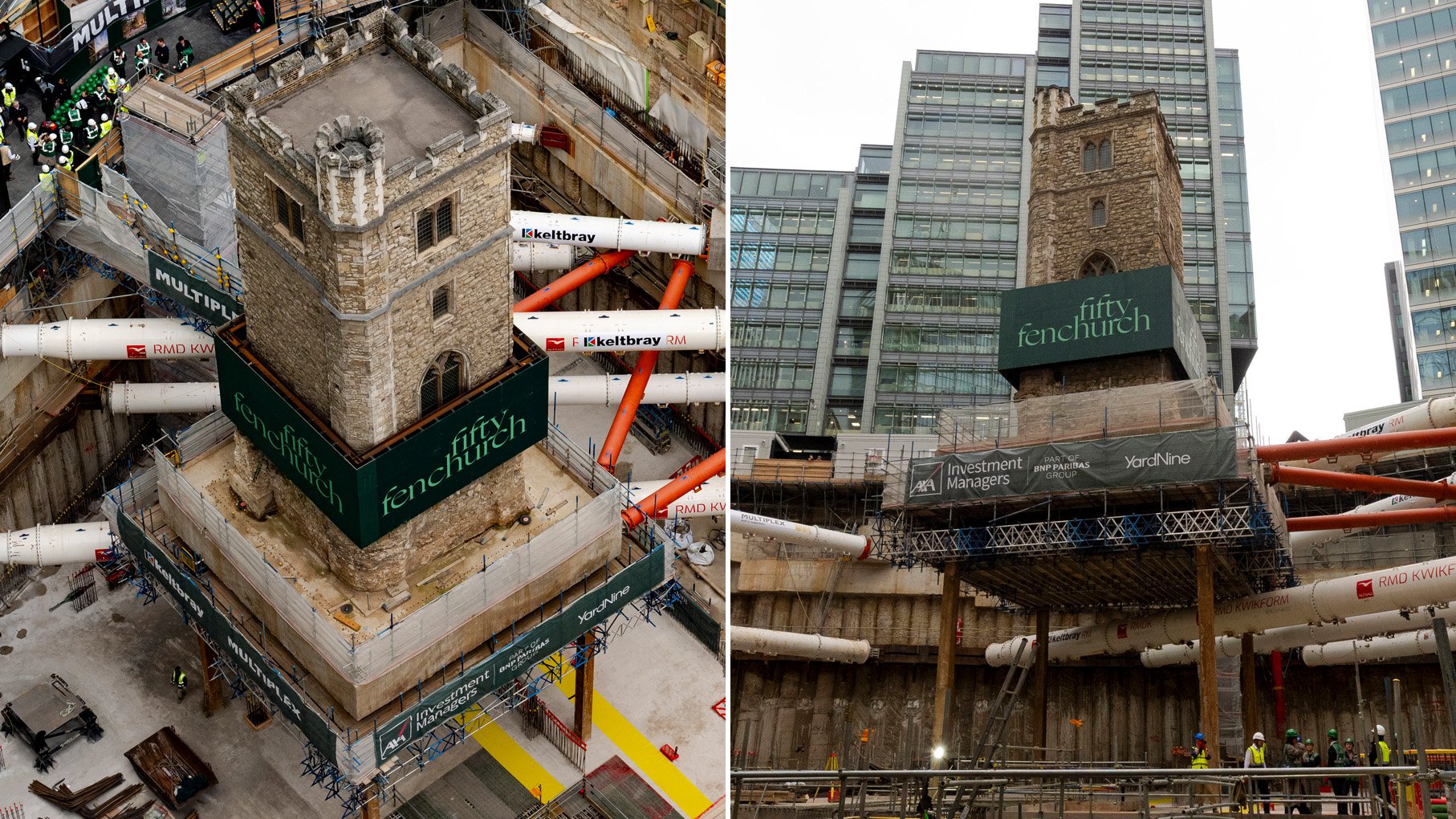 800-Year-Old Church Tower Now Floating Above London