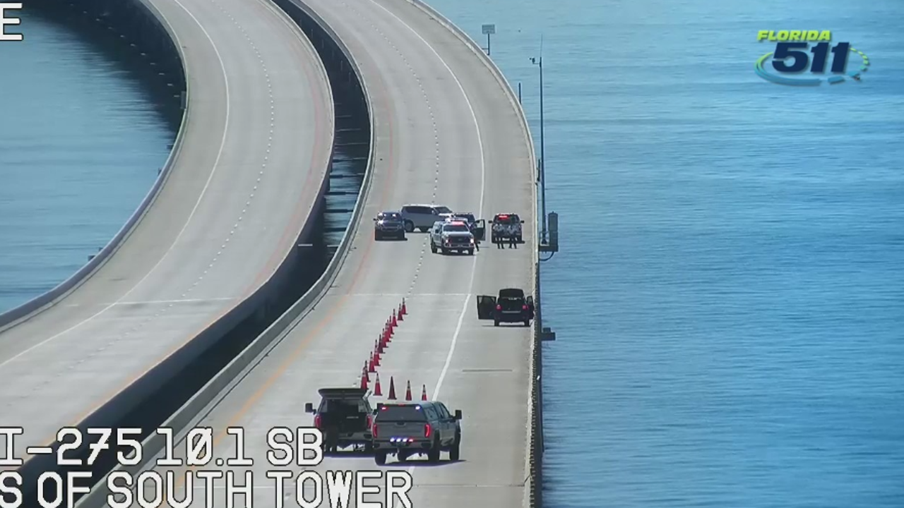 Skyway Bridge reopens after man jumps off, causing bomb threat response ...