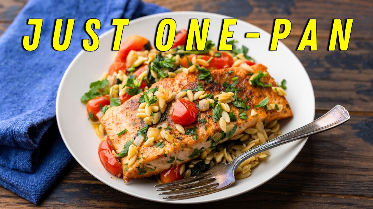 Easy One-Pan Salmon and Orzo