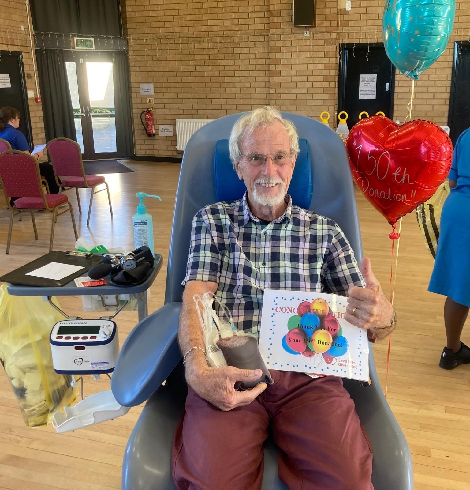 Local blood donor urges young people to sign up as he reaches 150th ...