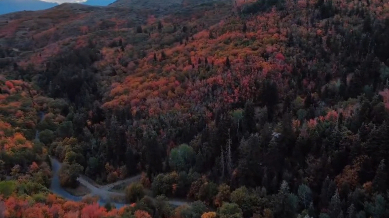 Autumn colors over Butterfield Canyon in Salt Lake, Utah, USA