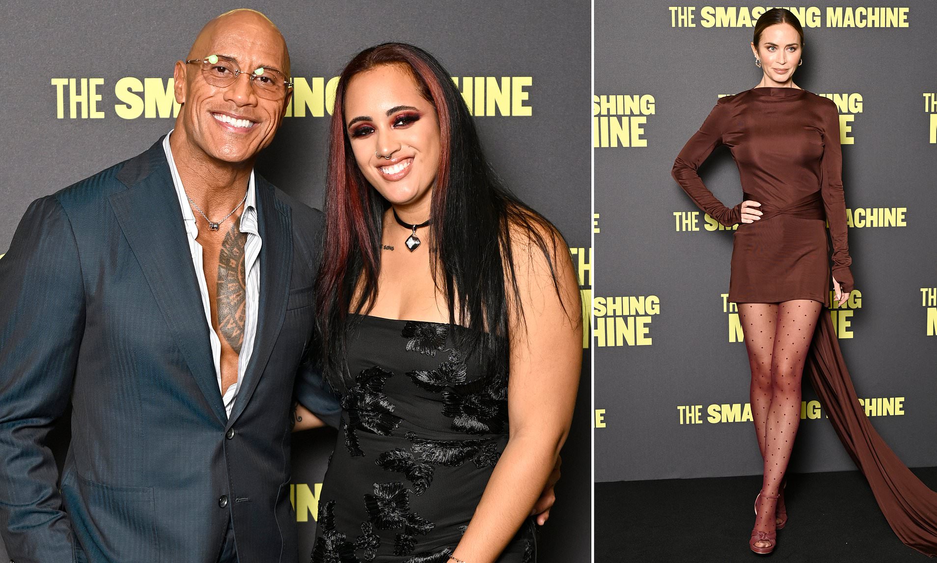 Dwayne Johnson makes a rare appearance with his daughter Ava Raine at The Smashing Machine screening