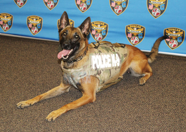Duncan PD K-9 receives bullet, stab protective vest donation