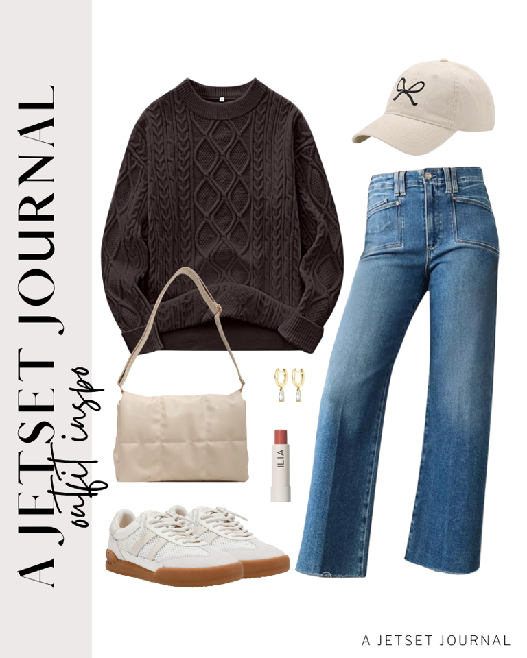 New winter outfits with chunky sweaters and jeans