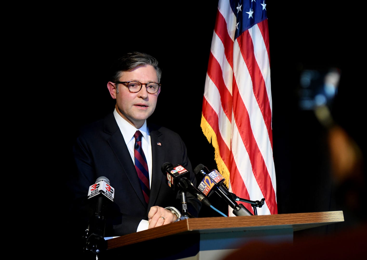 House Speaker Mike Johnson's impressions of Donald Trump draw applause ...