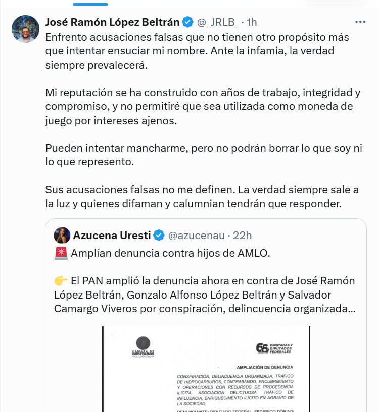 José Ramón López Beltrán rompe el silencio sobre acusaciones de huachicol fiscal