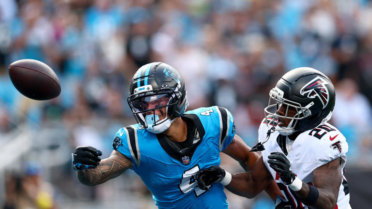 Tetairoa McMillan, Xavier Legette out of Panthers practice Wednesday