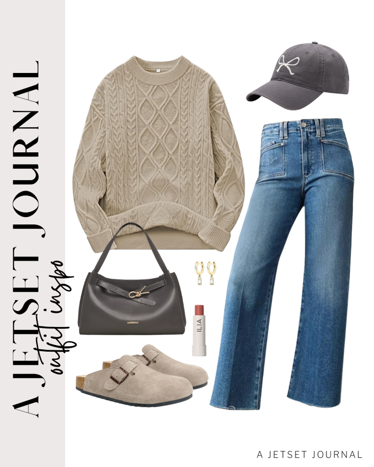 New winter outfits with chunky sweaters and jeans