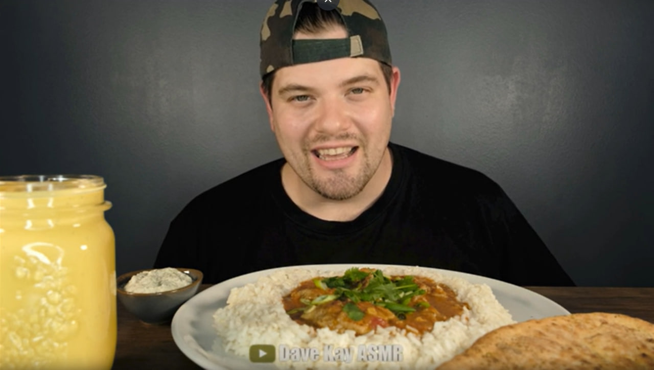 ASMR Indian Curry Platter: Chicken, Mango Lassi, Naan & More ¦ Dave Kay ...