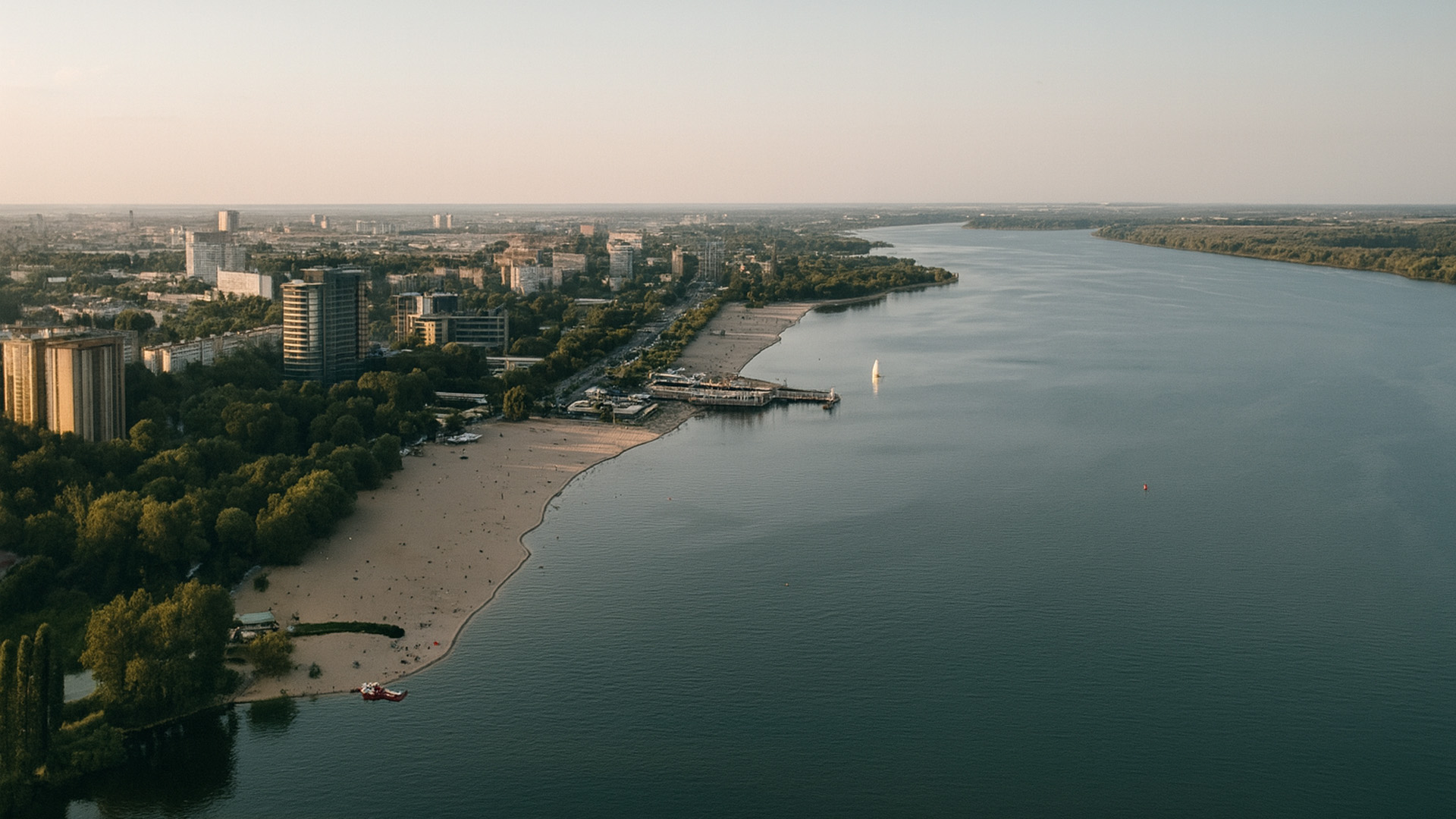 Dnieper River Kyiv Ukraine – City and Riverside View in 4K