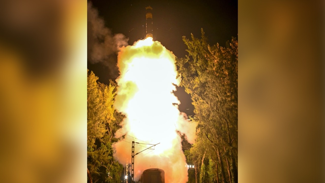 In a first, India test-fires Agni V missile from rail-based mobile launcher