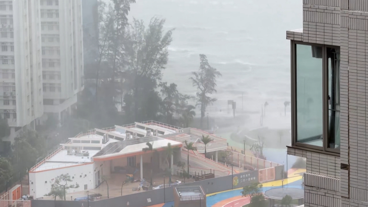 Typhoon Ragasa causes raging waters in Hung Hom, Hong Kong