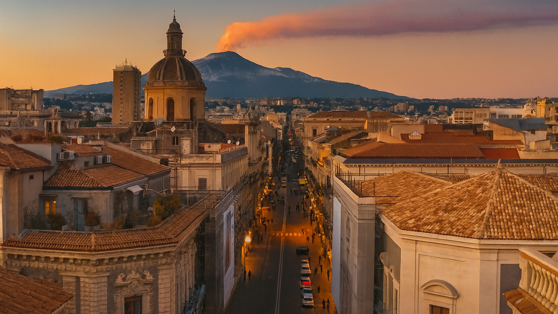 Catania, Sicilia – Vista del tramonto sull’Etna in 4K