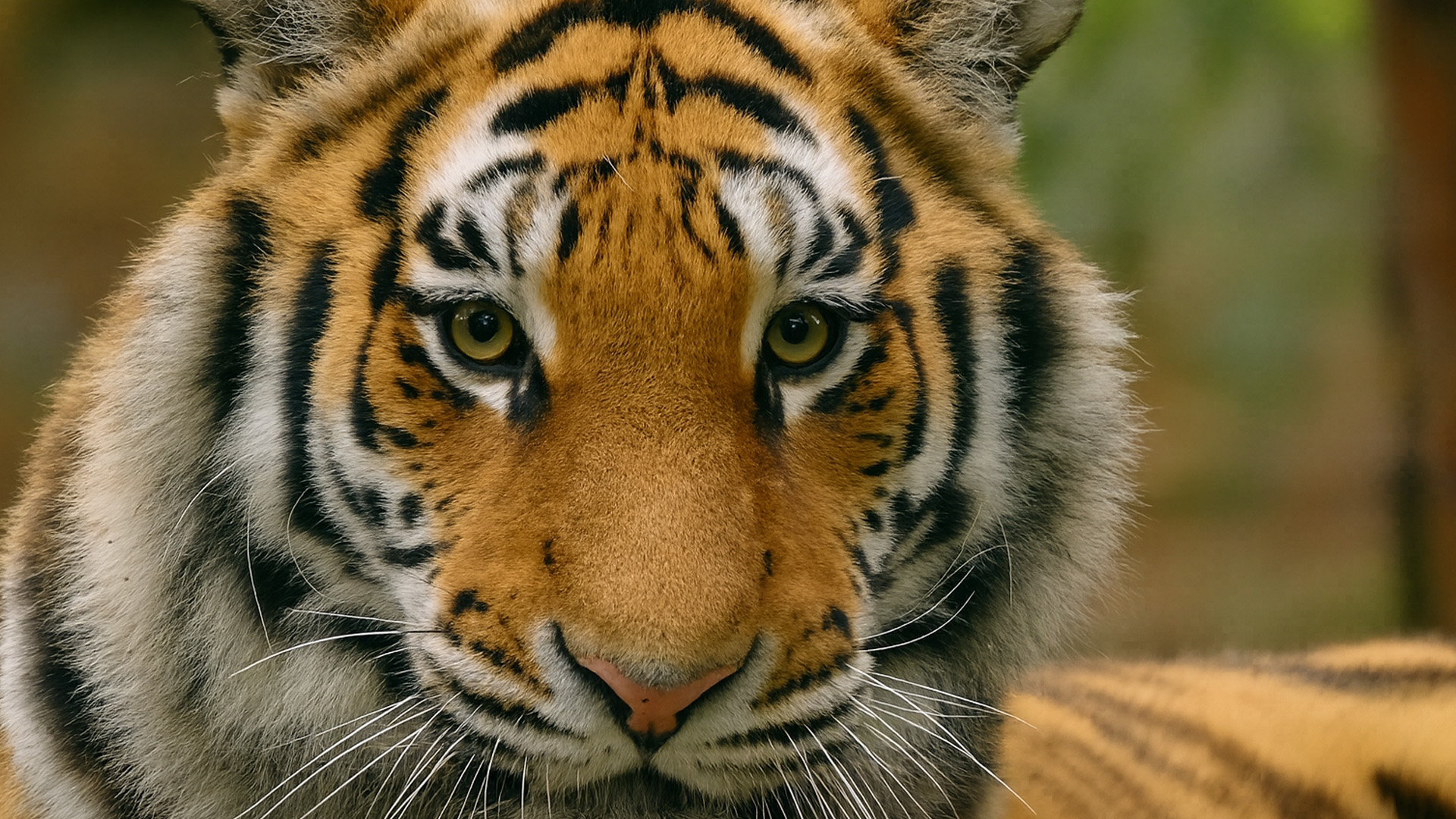 Panthera tigris altaica – Raubtier mit weit geöffnetem Maul beim Gähnen