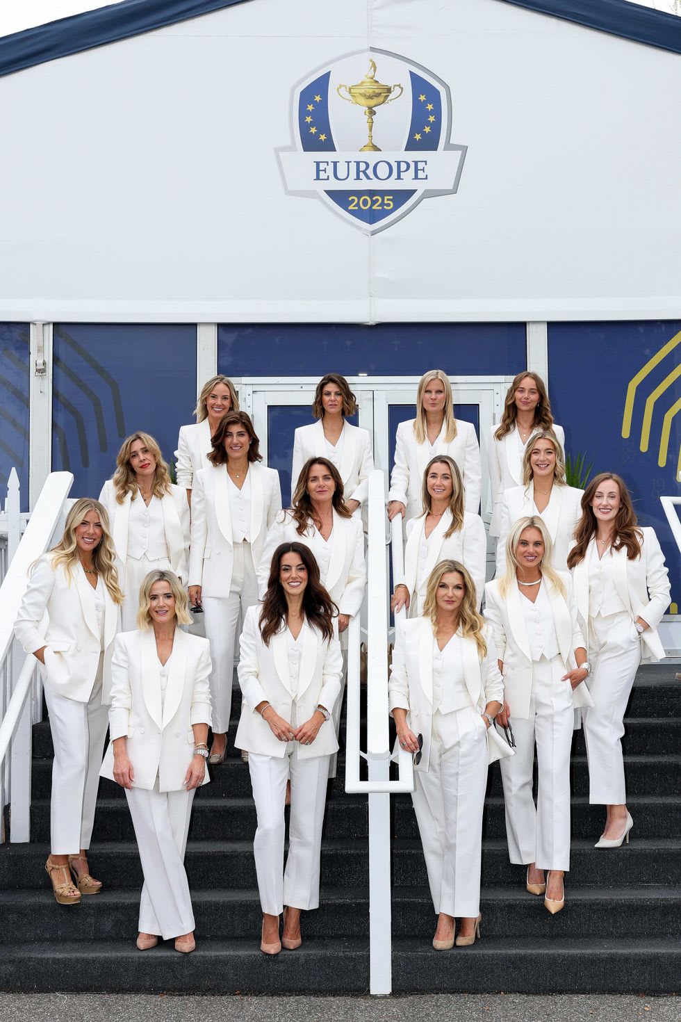 Team Europe WAGs pose in all white as Luke Donald aims dig at Team USA ...
