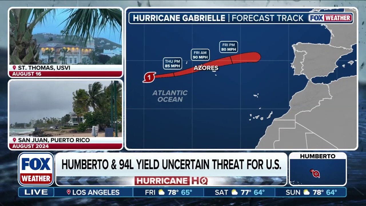 Hurricane Gabrielle expected to impact the Azores in the Atlantic Ocean