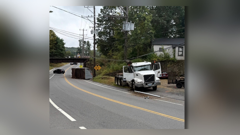 Driver escapes truck crash with wires on vehicle on Route 72 in Terryville