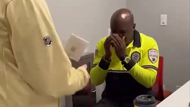 College students' generosity brings security guard to tears