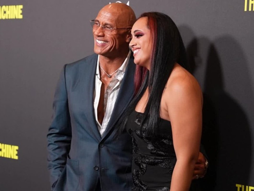 A rare appearance: Dwayne Johnson with his daughter on the red carpet