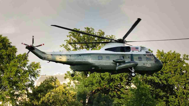 Man arrested for pointing laser at Marine One helicopter with Trump on ...
