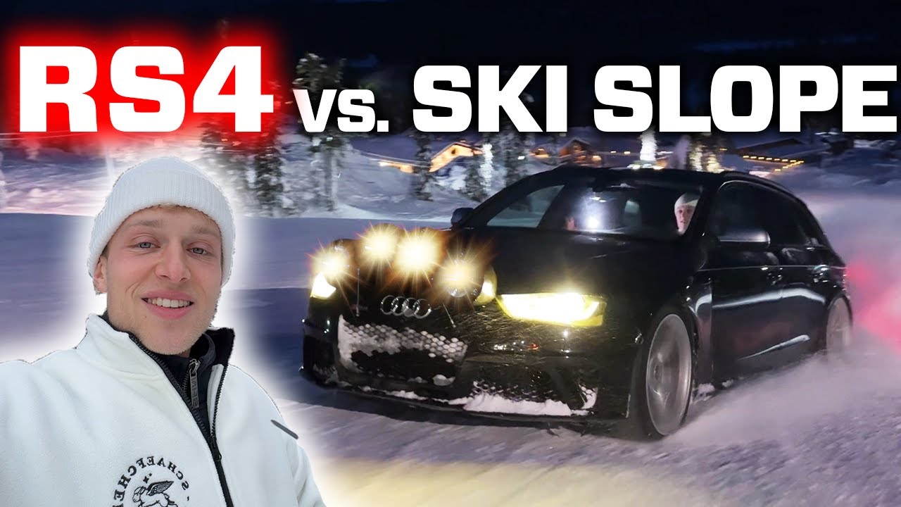 Audi RS4 B8 Quattro Driving on a Ski Slope