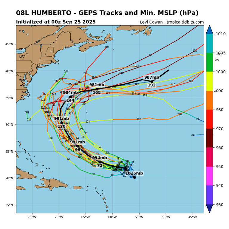 Map: Hurricane Humberto could merge with second storm