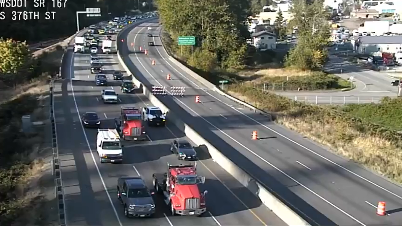 Two northbound lanes on state Route 167 remain closed following bridge ...