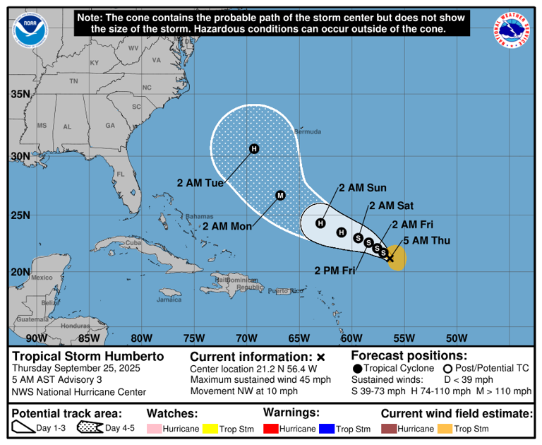 National Hurricane Center tracking Hurricanes Imelda, Humberto and 2 ...