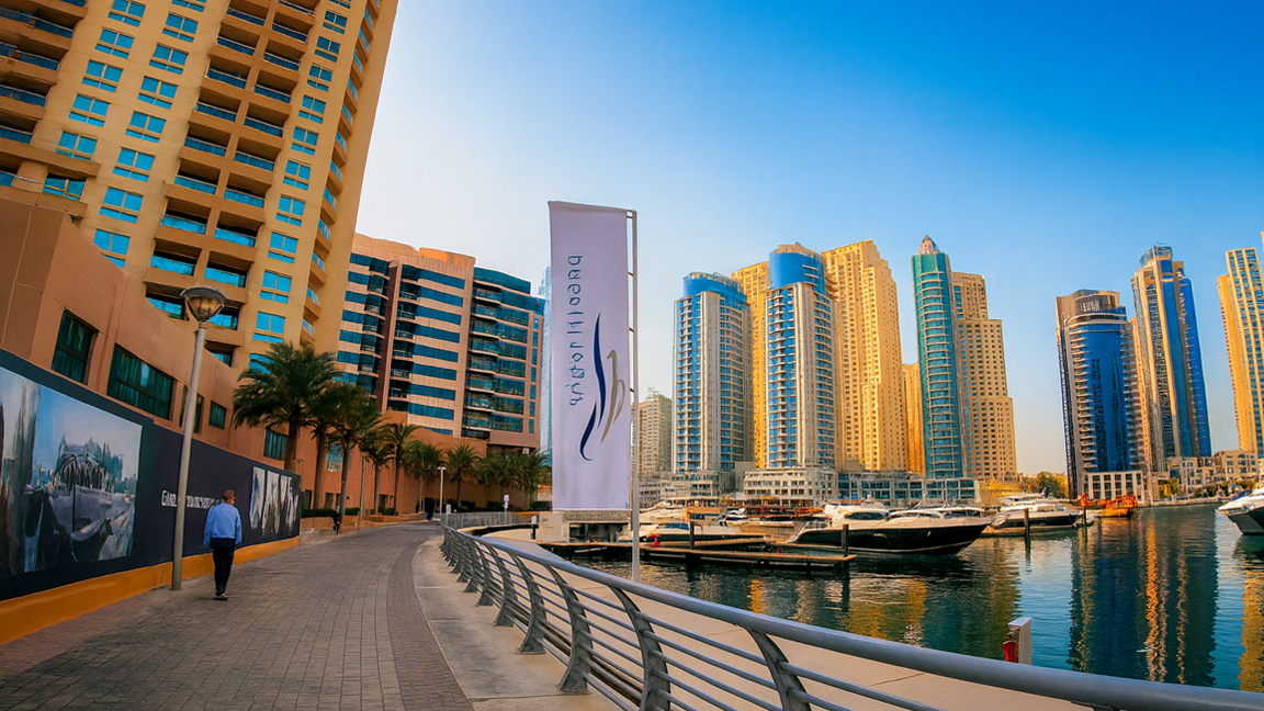 Balade sur le front de mer de Dubai Marina – Émirats arabes unis (4K)