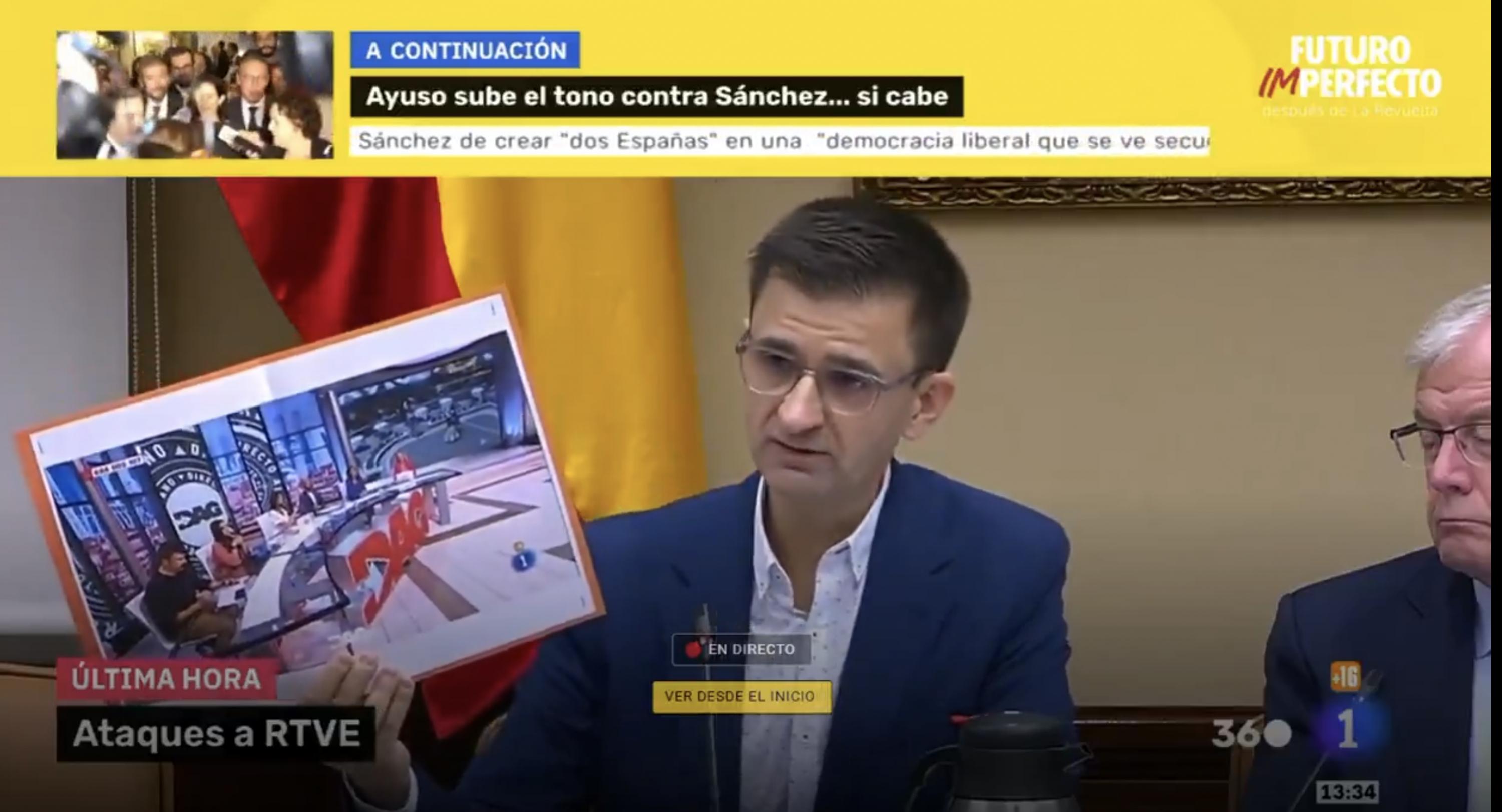 El presidente de RTVE desmonta a Vox con dos fotos: una de un plató de ...