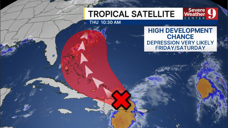 Tropical system near Florida this weekend; forecast path remains uncertain