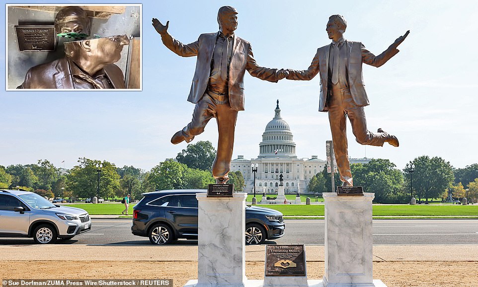 Trump officials topple towering Epstein statue in secret night raid