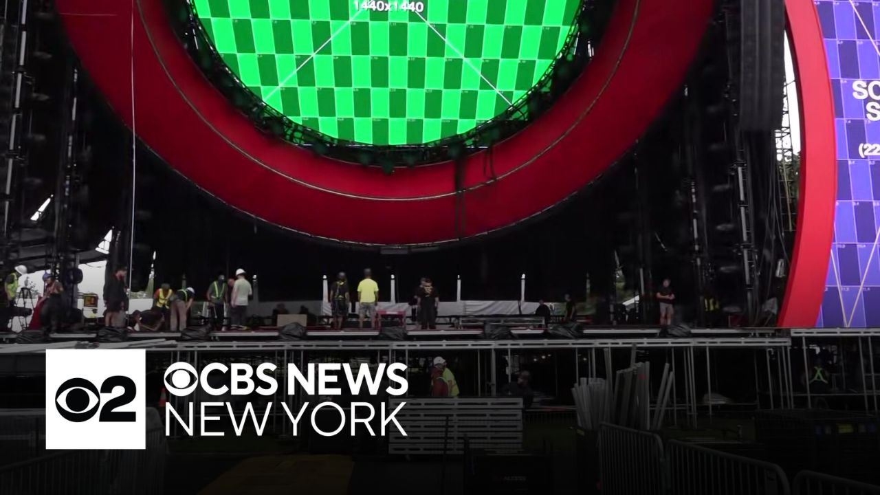 Stage assembled for 2025 Global Citizen Festival in NYC