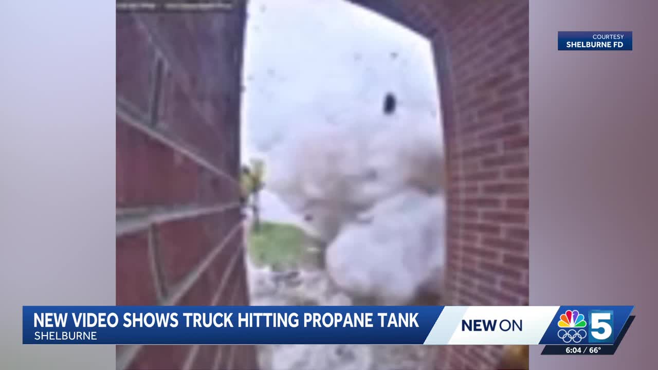 Propane tank hit by construction equipment in Shelburne