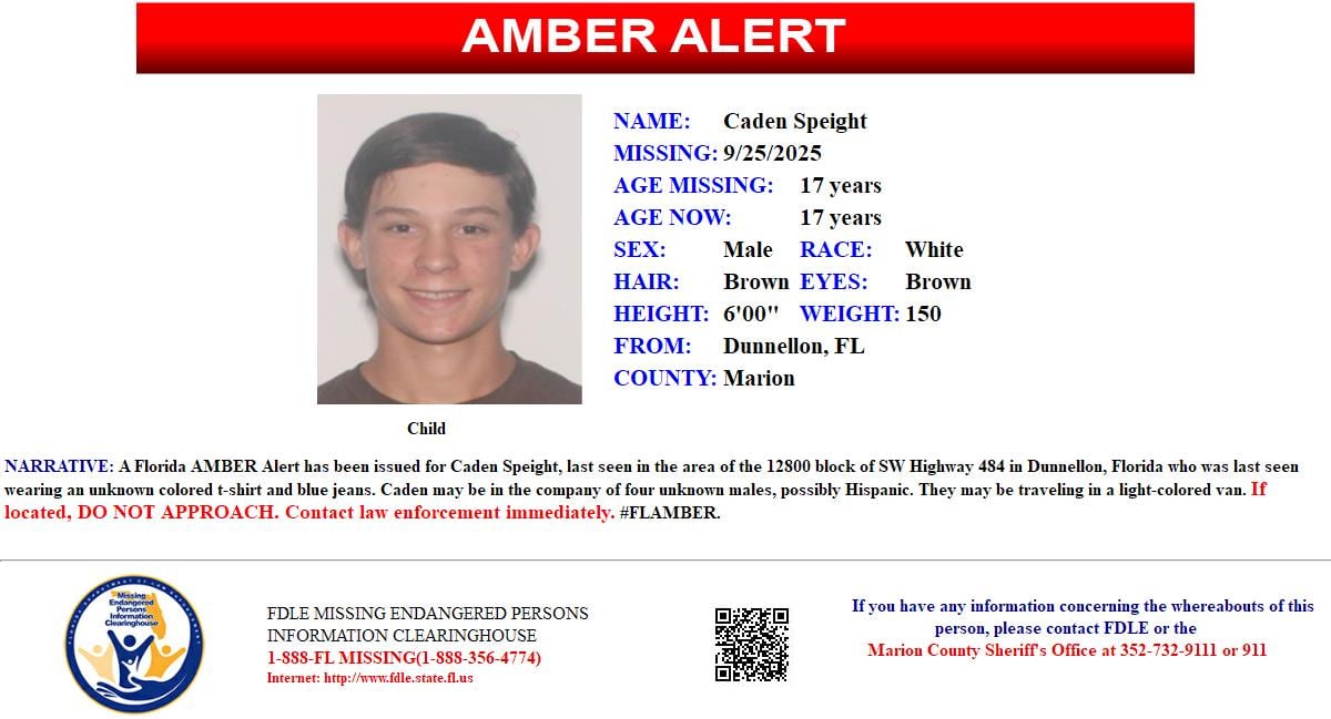 Florida Amber Alert: 17-year-old found safe in Marion County