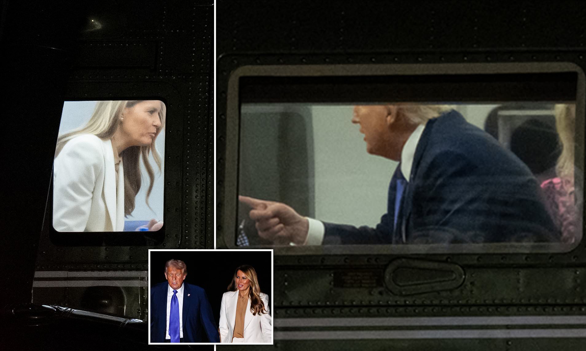 Trump waves finger at wife Melania who shakes her head as they care ...
