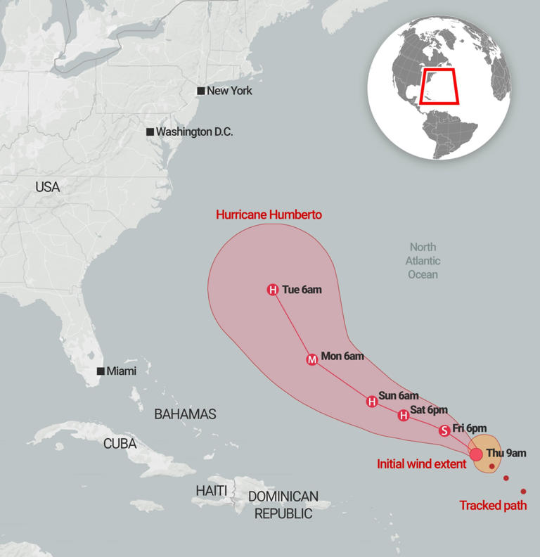 Map: Hurricane Humberto could merge with second storm