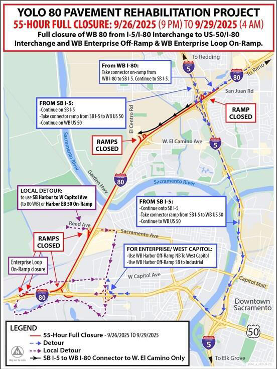 Westbound Interstate 80 between West Sacramento, Natomas closes this ...