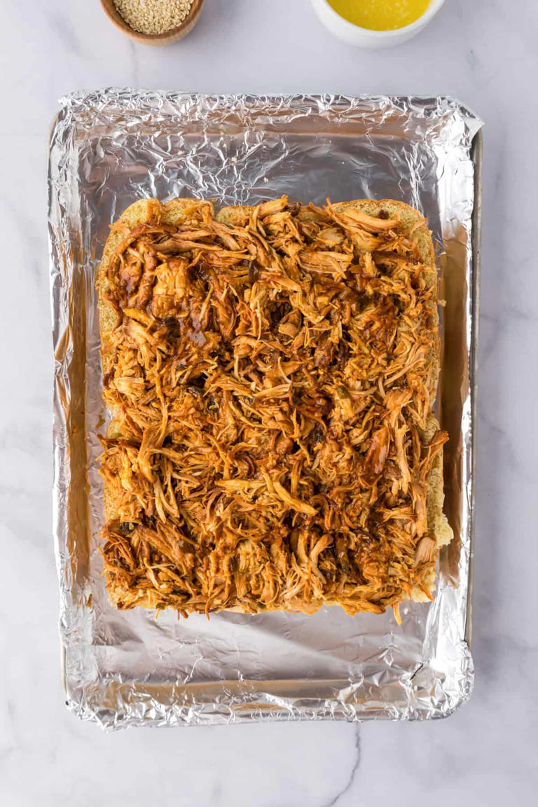 Slow Cooker BBQ Hawaiian Roll Chicken Sliders