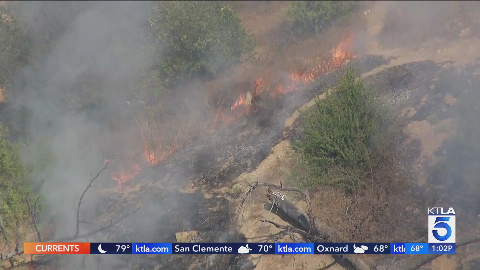 Brush fire burns near Dodger Stadium