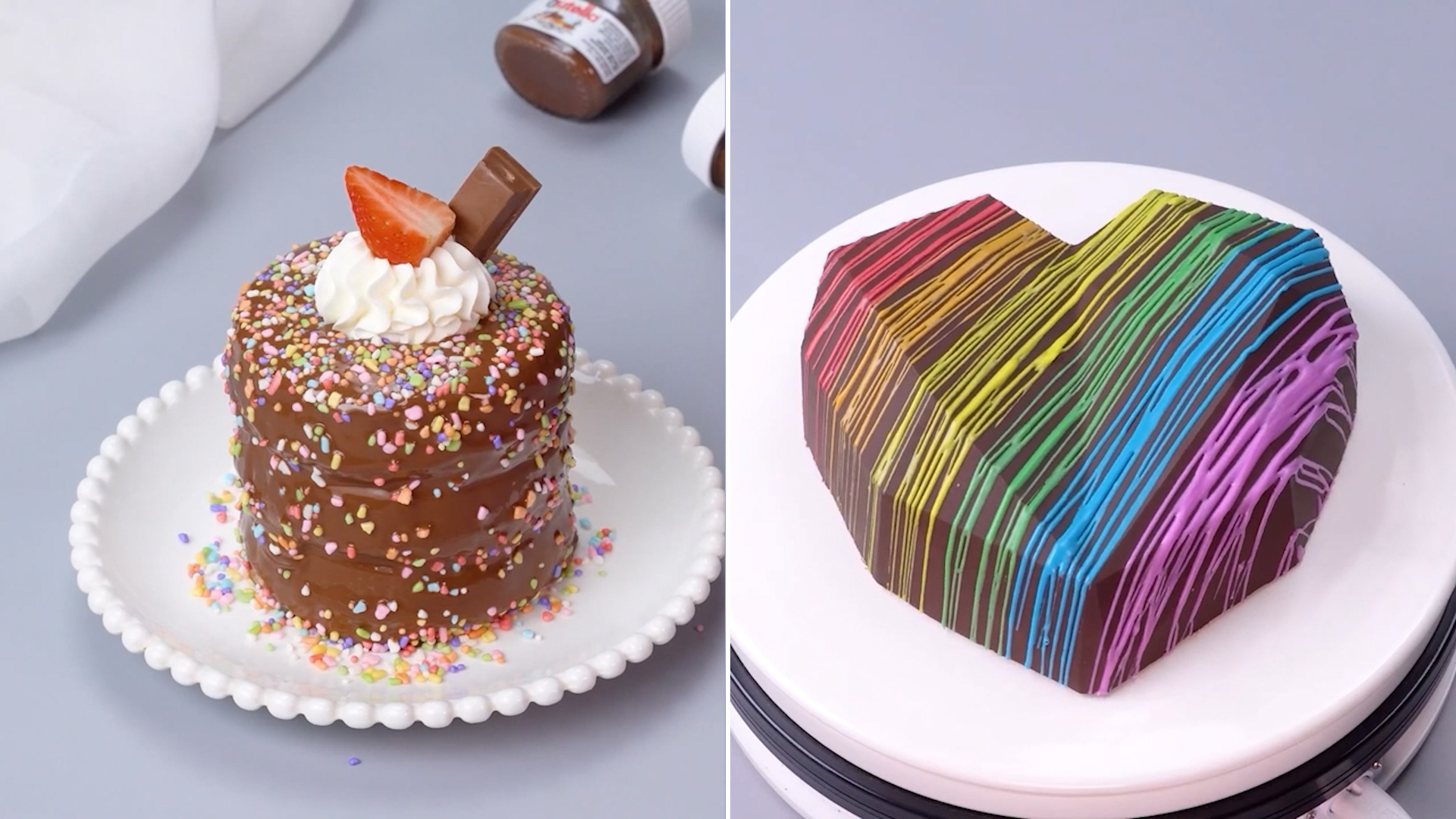 Chocolate Pancake Stack and Rainbow Heart Cakes
