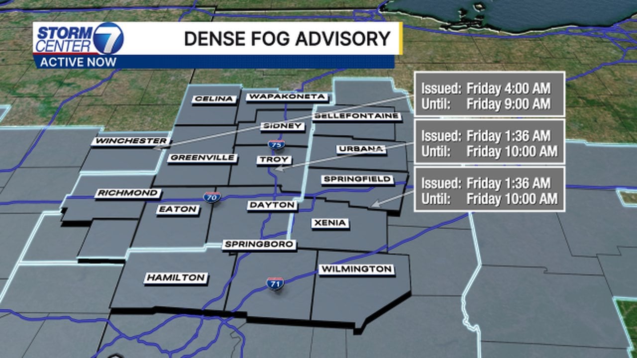 Dense Fog Advisory for whole region, visibility under half mile possible