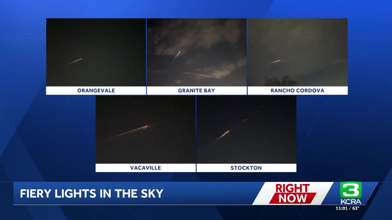 Fiery lights seen across NorCal night sky
