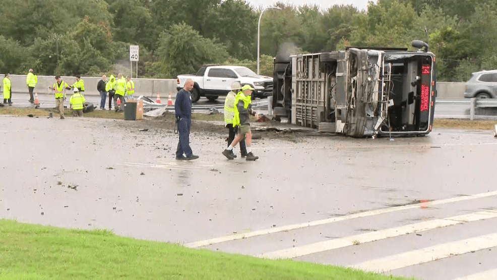 RIPTA bus flips over in Jamestown